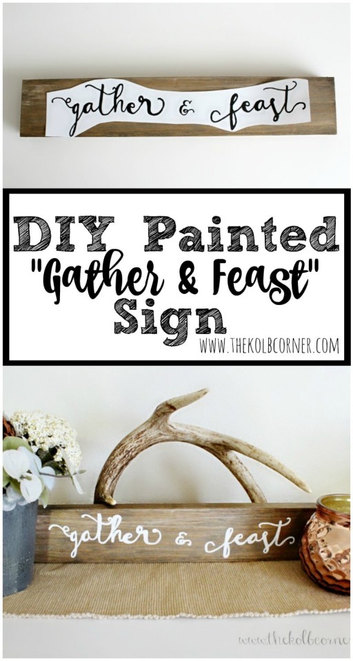 DIY Painted Gather and Feast Sign - Domestically Creative