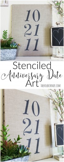 Stenciled Anniversary Date Art - Domestically Creative