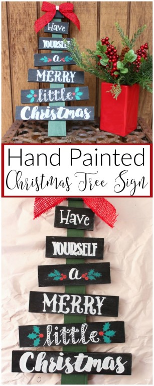 Hand Painted Christmas Tree Sign - Domestically Creative