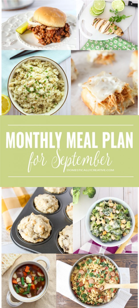 September Monthly Meal Plan - Domestically Creative