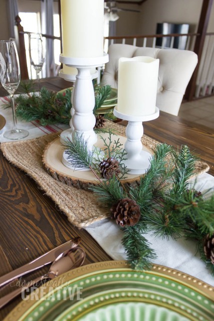 Simple Rustic Christmas Tablescape - Domestically Creative