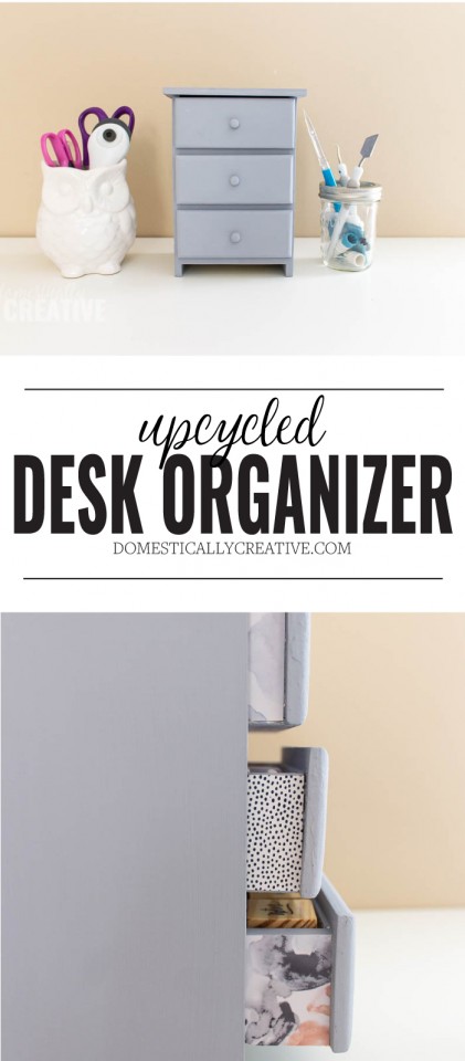 Upcycled DIY Desk Organizer - Domestically Creative