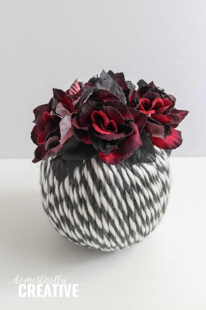DIY Halloween Yarn Pumpkin - Domestically Creative