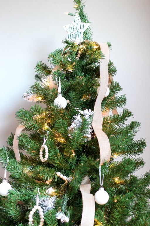 White and Wood Tabletop Christmas Tree - Domestically Creative